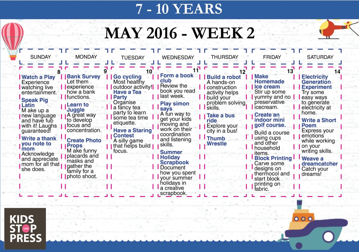 A Complete Guide To Keep Your 7-10 Year Old Busy All Through May WEEK 2 ...