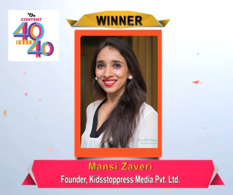 Mansi Zaveri Features In Exchange4Media’s Content 40 Under 40 List! | Kidsstoppress